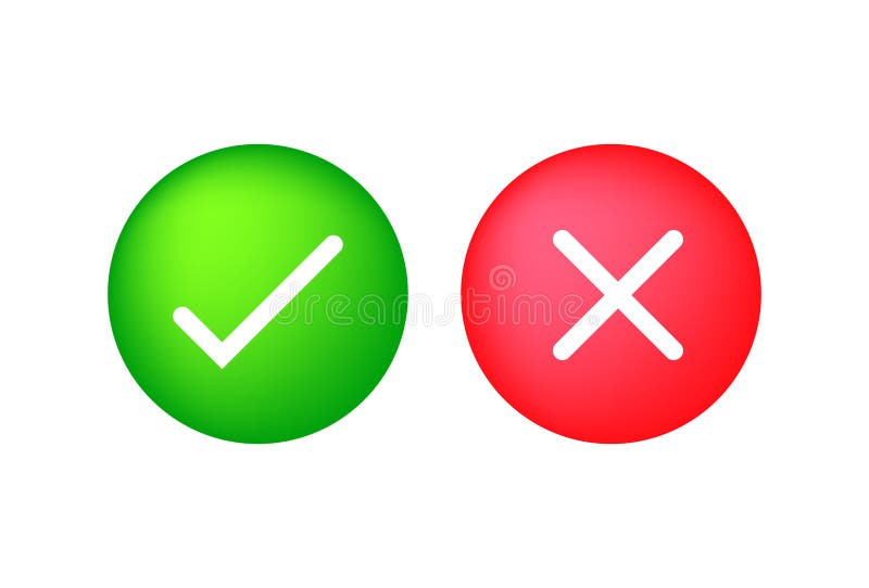 Tick And Cross Signs Yes And No Check Marks Tick Symbol Stock Vector