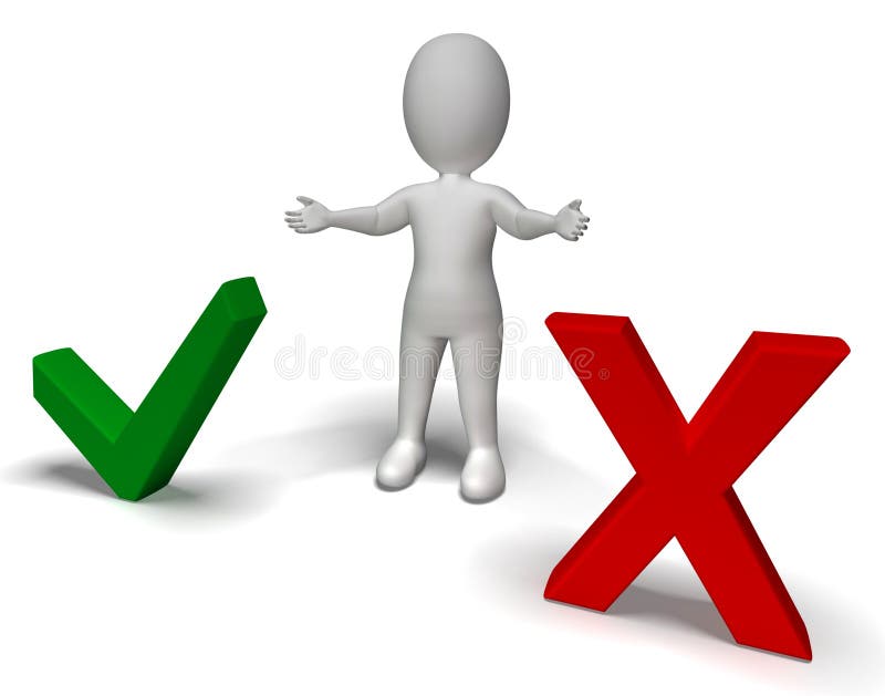 Tick and Cross Symbols in Front Show Choice or Decision Stock ...