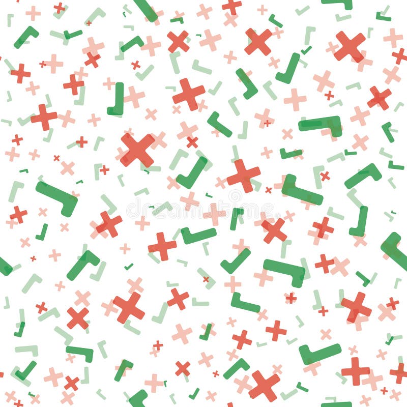 Tick and Cross Symbols, Seamless Pattern Stock Illustration ...