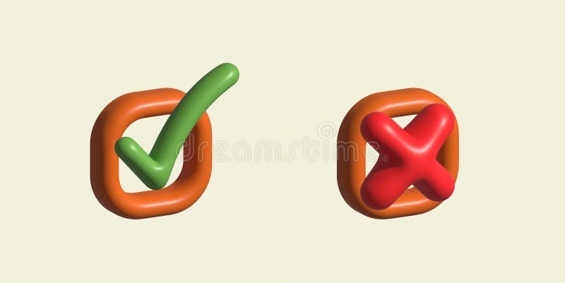 Tick 3d Icon Set. Check Mark Icon. Red and Green Check Mark. Check Box ...