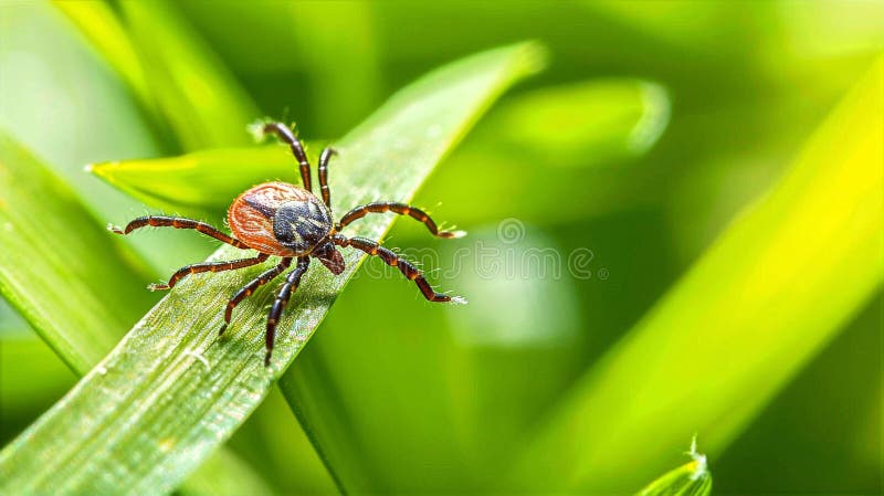 Tick on Green Leaf in a Natural Environment Showcasing Its Detailed ...