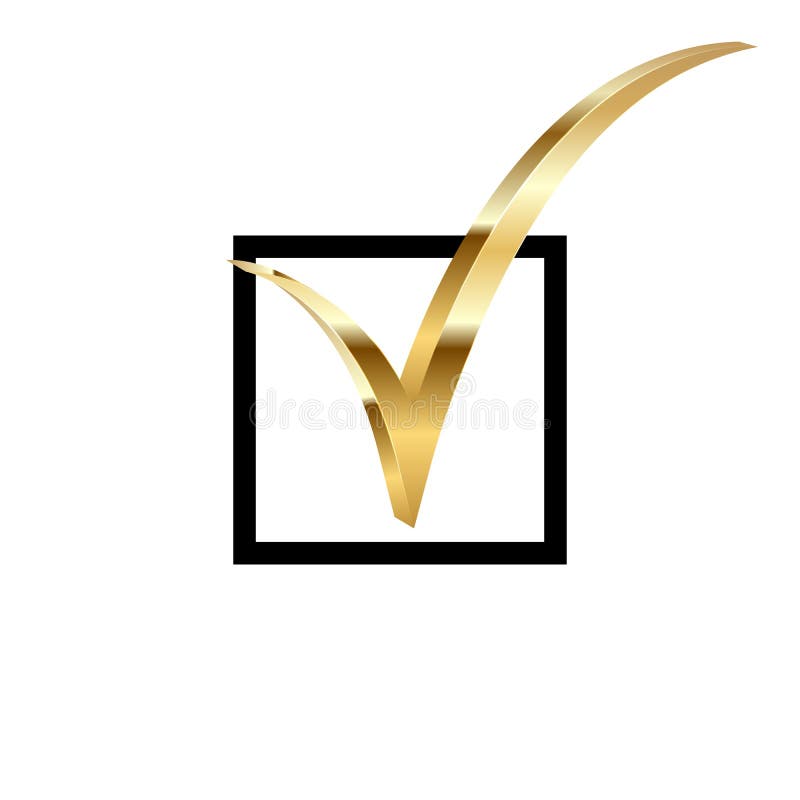 Tick Icon Gold in Abstract Style on Black Background. Stock Vector ...