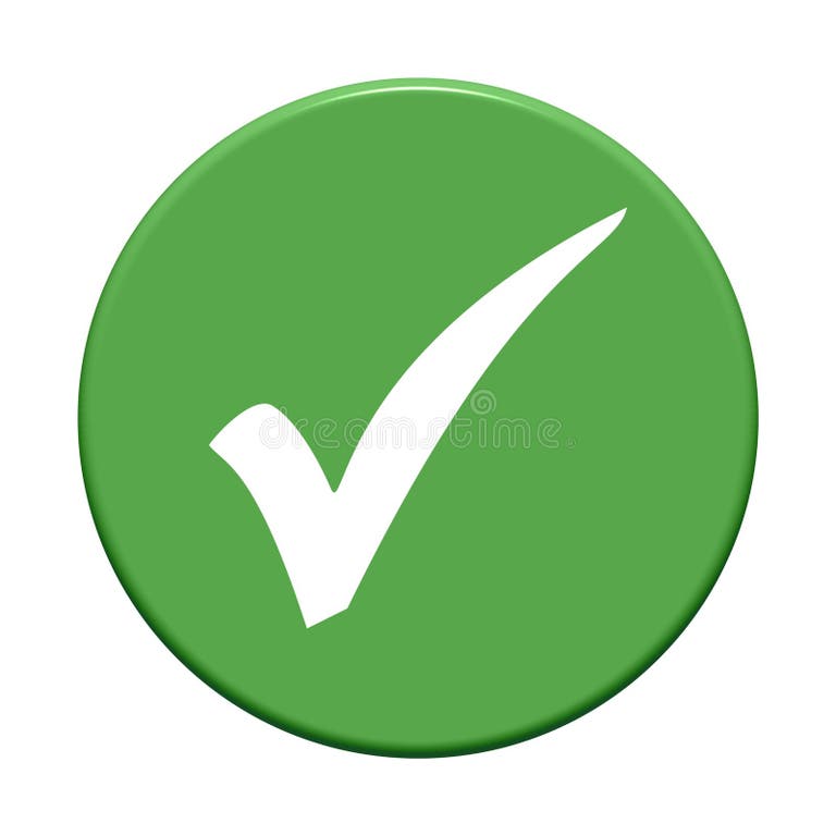 Tick Icon on Round Green Button Stock Illustration - Illustration of ...