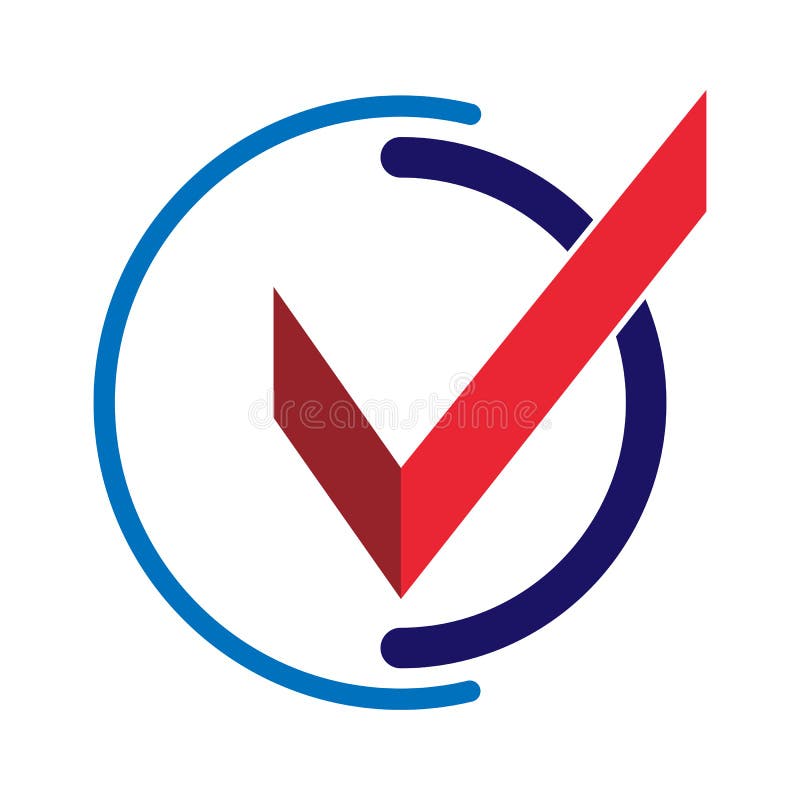 Tick Icon in Two Blue Semicircles. Two-color Image Stock Illustration ...