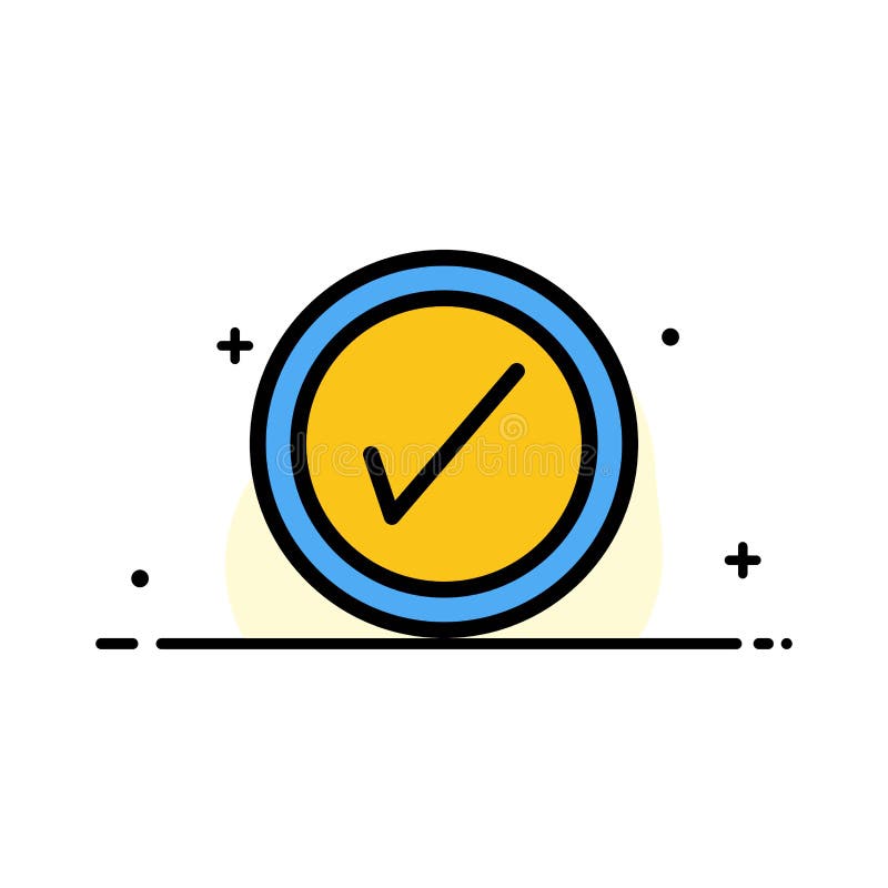Tick, Interface, User Business Flat Line Filled Icon Vector Banner ...