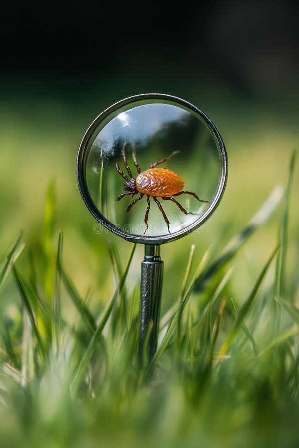 Tick Magnified through a Lens in Grass Stock Image - Image of danger ...