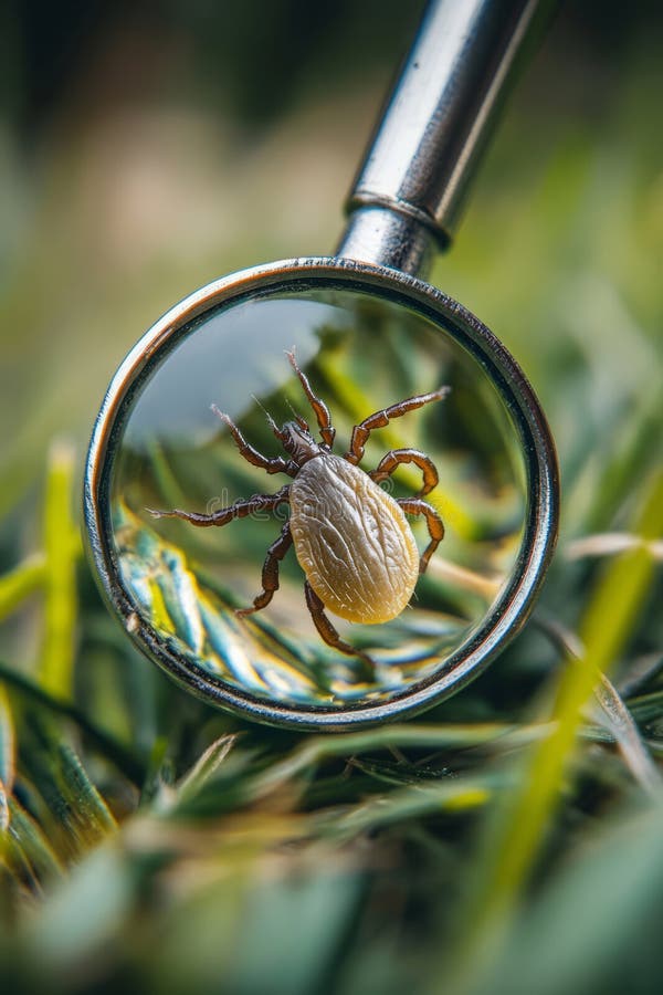 Tick Magnified through a Lens in Grass Stock Image - Image of detailed ...