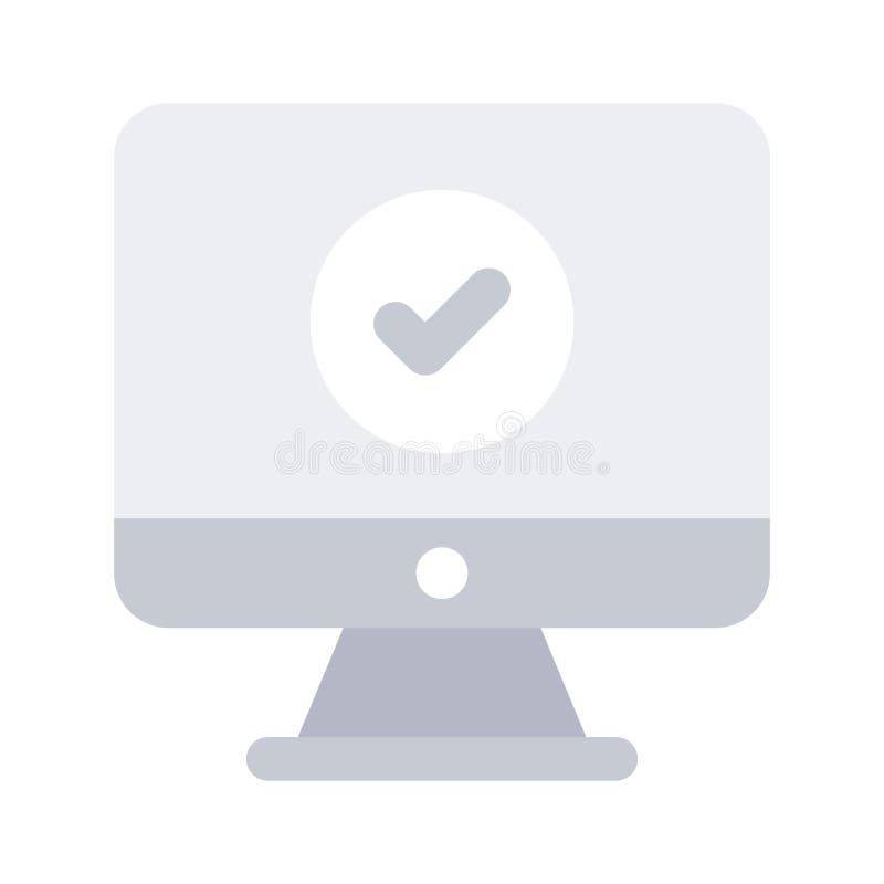 Tick Mark on Computer Showing Icon of Verified Computer Stock Vector ...