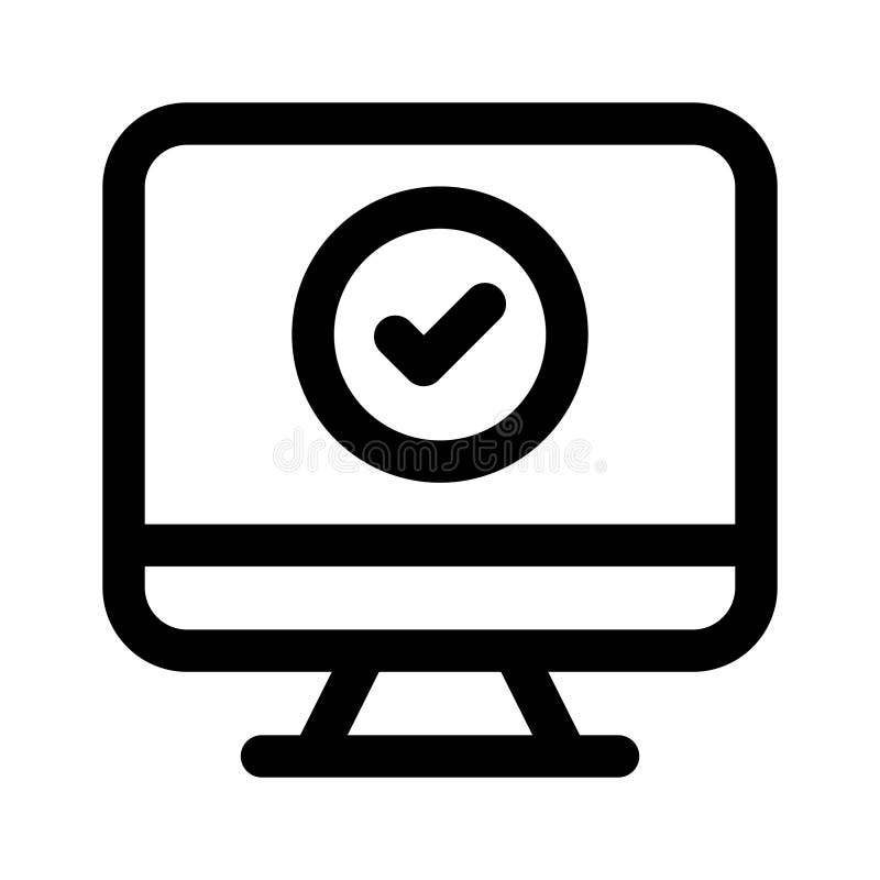 Tick Mark on Computer Showing Icon of Verified Computer Stock Vector ...