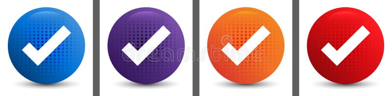 Tick Mark Icon Abstract Halftone Round Button Set Stock Vector ...