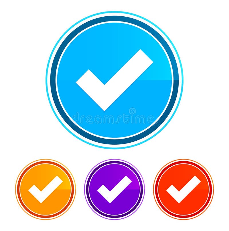 Tick Mark Icon Flat Design Round Buttons Set Illustration Design Stock ...