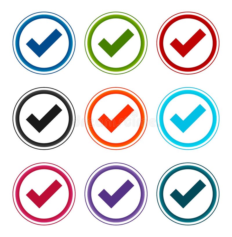 Tick Mark Icon Elegant Modern Design Abstract Buttons Set Illustration ...