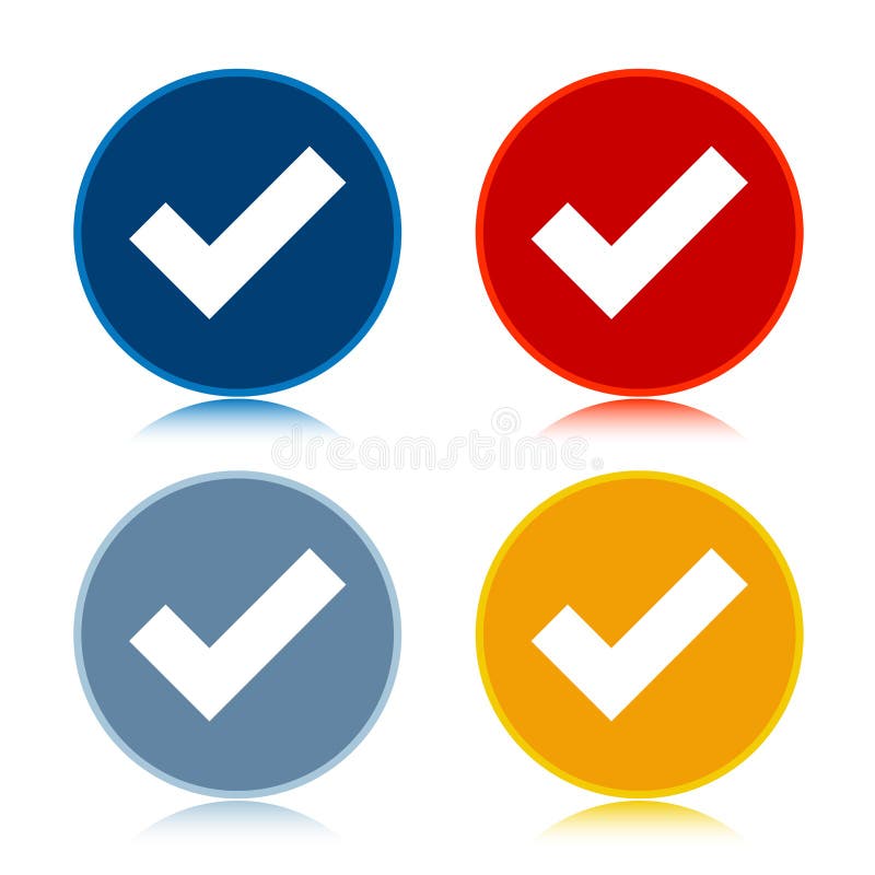 Tick Mark Icon Trendy Flat Round Buttons Set Illustration Design Stock ...