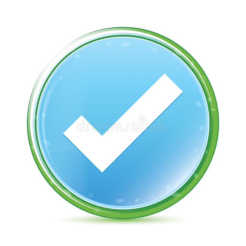Tick Mark Icon Natural Aqua Cyan Blue Round Button Stock Illustration ...