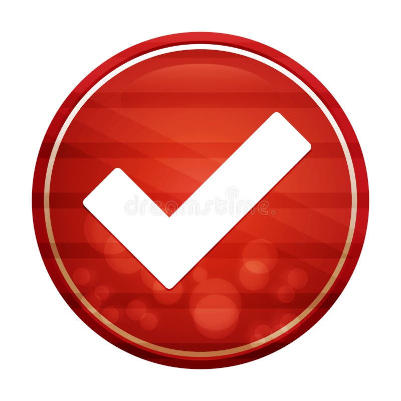 Tick Mark Icon Realistic Diagonal Motion Red Round Button Illustration ...