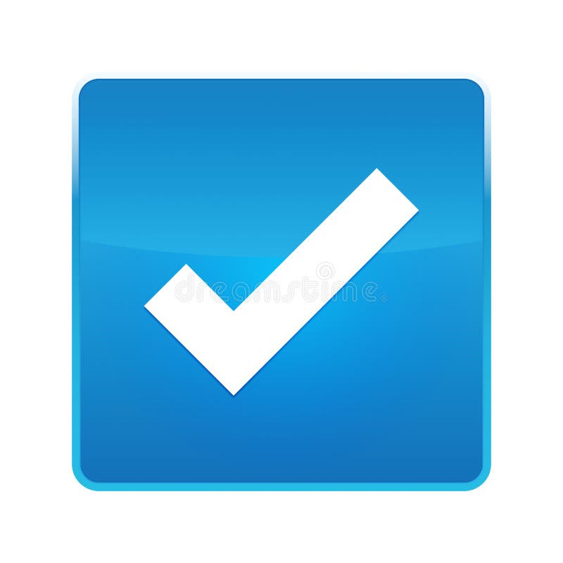 Tick Mark Icon Shiny Blue Square Button Stock Illustration ...