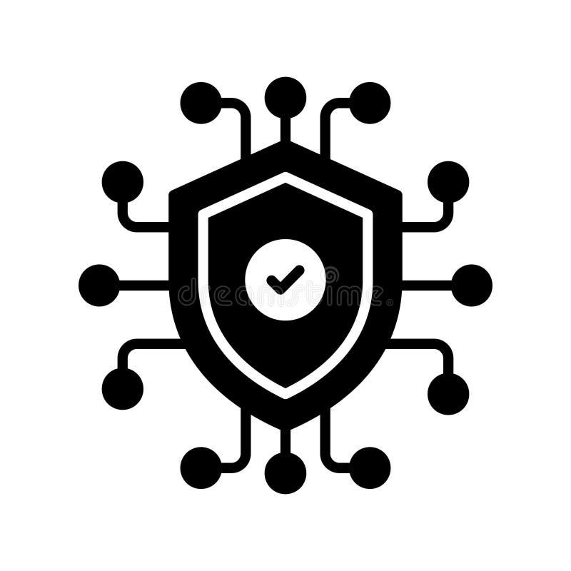 Tick Mark on Network Protection Shield Showing Concept Vector of Cyber ...