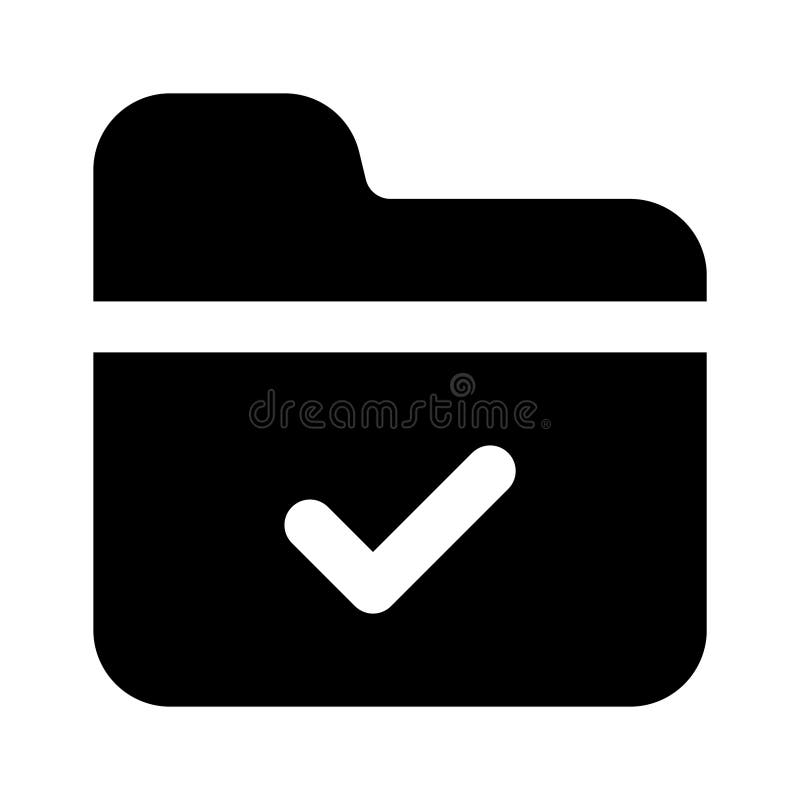 Tick Mark Sign on Folder Denoting Icon of Approved Folder in Modern ...