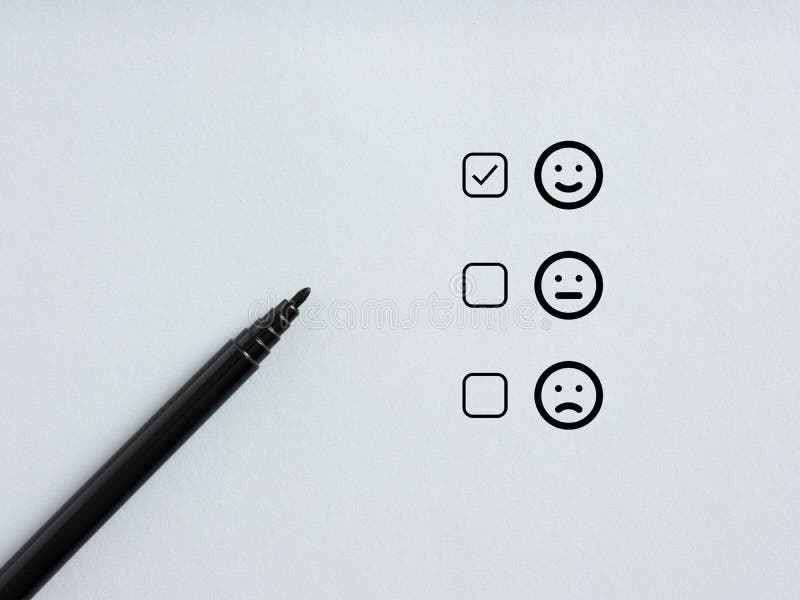 Tick Placed in Checkbox of Selected Happy Emoticon. Customer ...