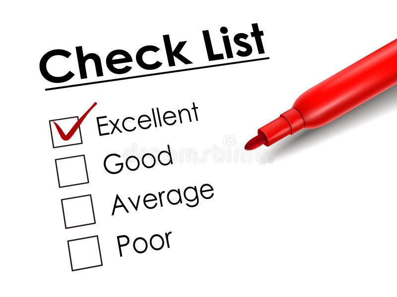 Tick Placed in Excellent Check Box with Red Pen Stock Vector ...