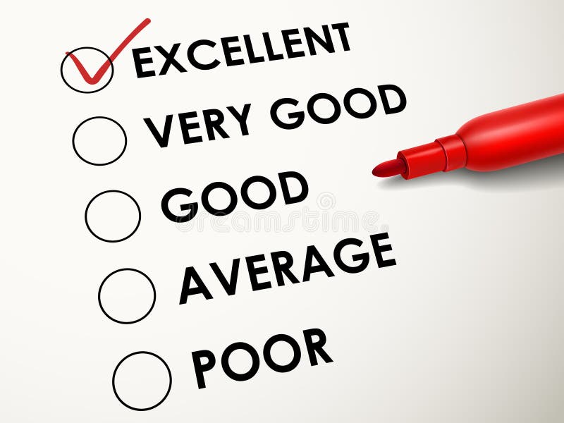 Tick Placed in Excellent Check Box with Red Pen Stock Vector ...