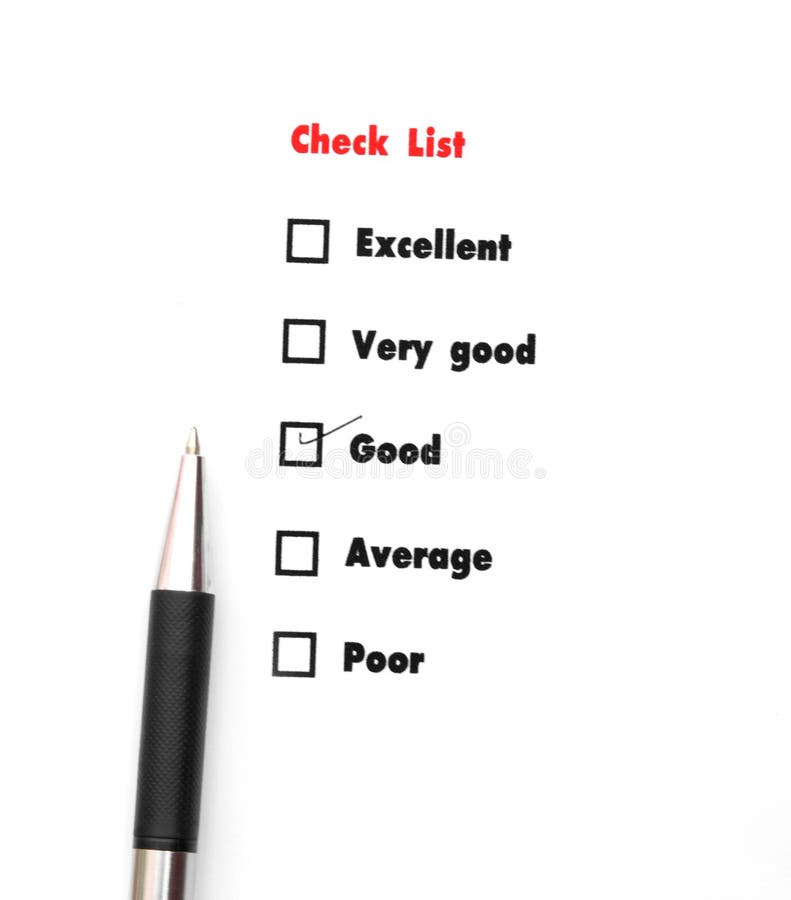 Tick Placed You Select Choice. Excellent,very Good,good,average Stock ...