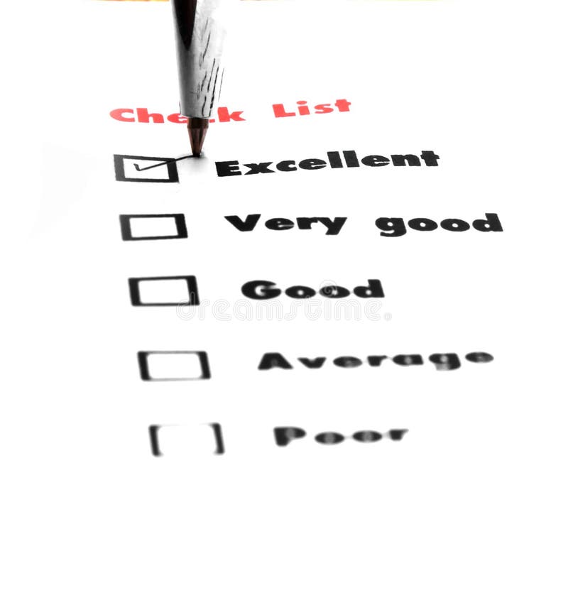 Tick Placed You Select Choice. Excellent,very Good,good,average Stock ...