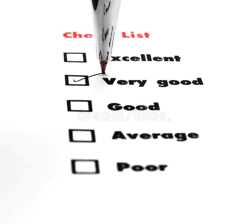 Tick Placed You Select Choice. Excellent,very Good,good,average Stock ...