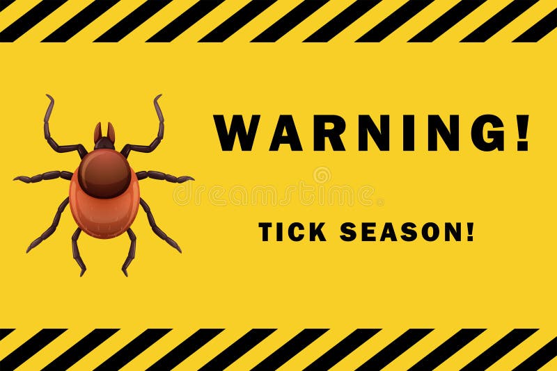 Tick Season Warning on Yellow Background Stock Illustration ...
