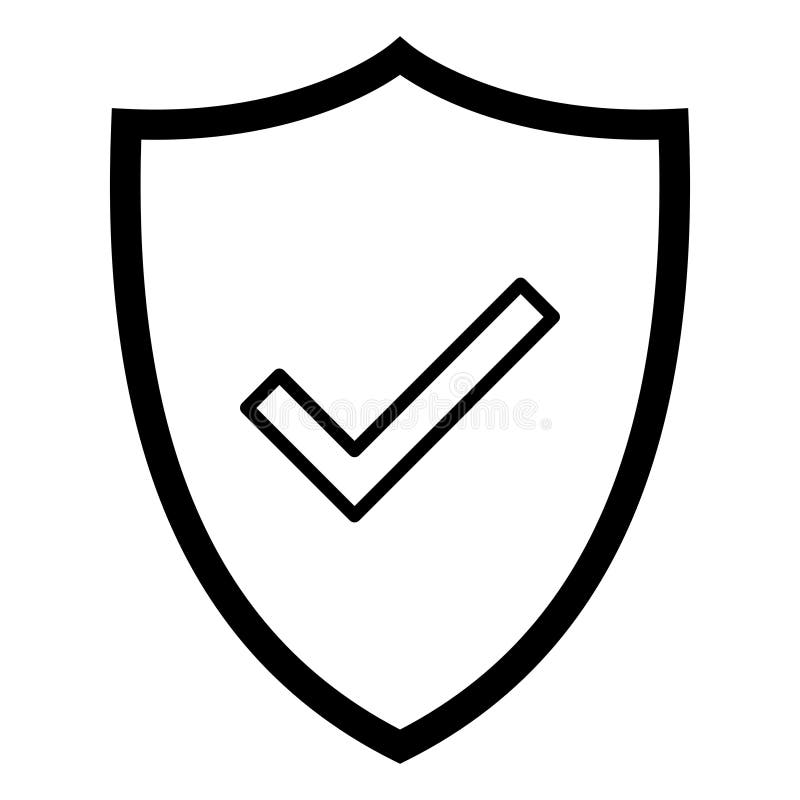 Tick and shield stock vector. Illustration of mark, graphic - 163629787