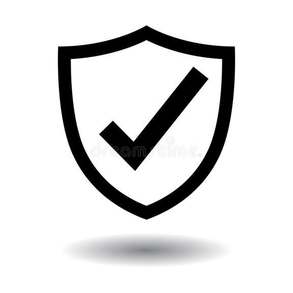 Tick Shield Security Icon Black and White Stock Vector - Illustration ...
