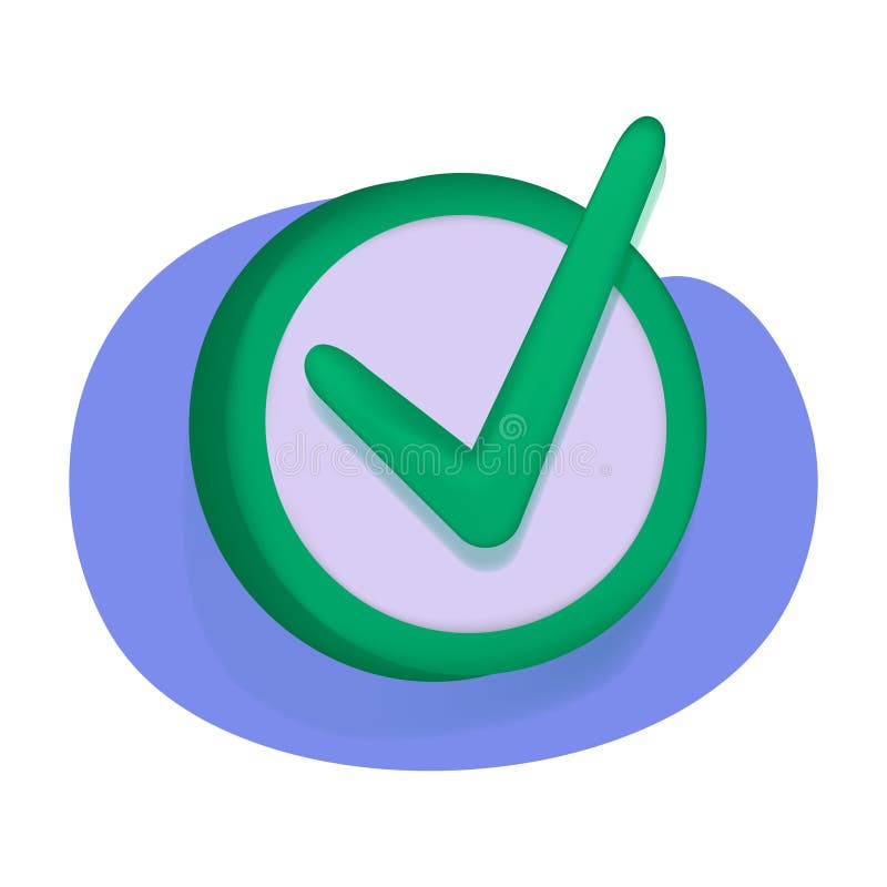 Tick Sign 3d Green Color on a Transparent Background. Vector ...