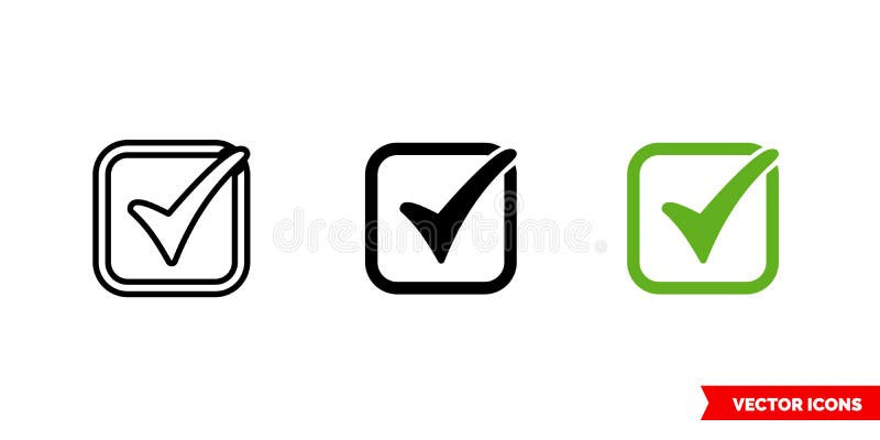 Tick Symbol Icon of 3 Types Color, Black and White, Outline. Isolated ...