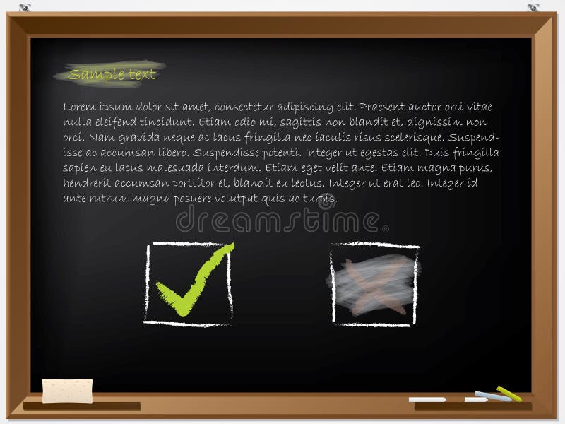 Tick and Wiped Cross on Blackboard Stock Vector - Illustration of ...