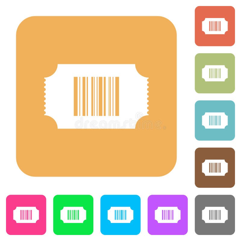 Ticket with Barcode Rounded Square Flat Icons Stock Vector ...