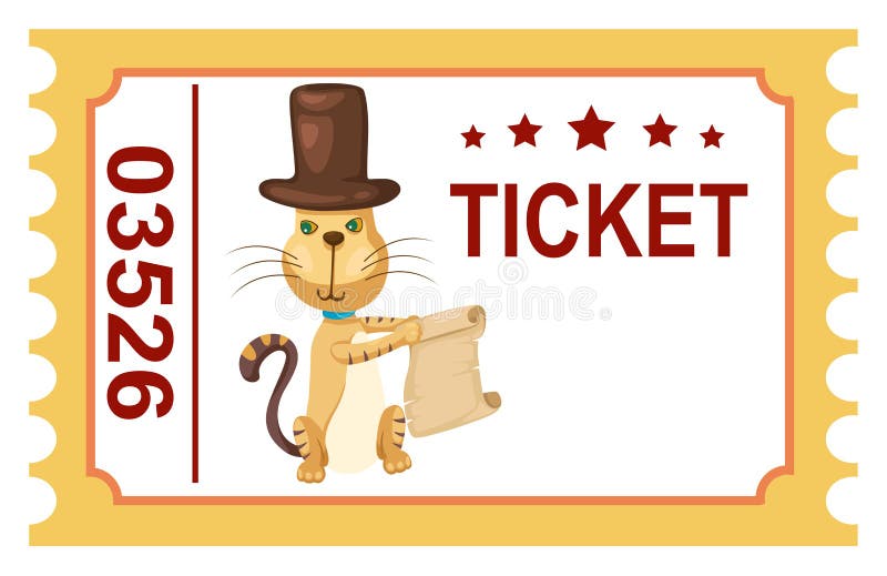 Ticket circus cat stock vector. Illustration of animals - 34366776