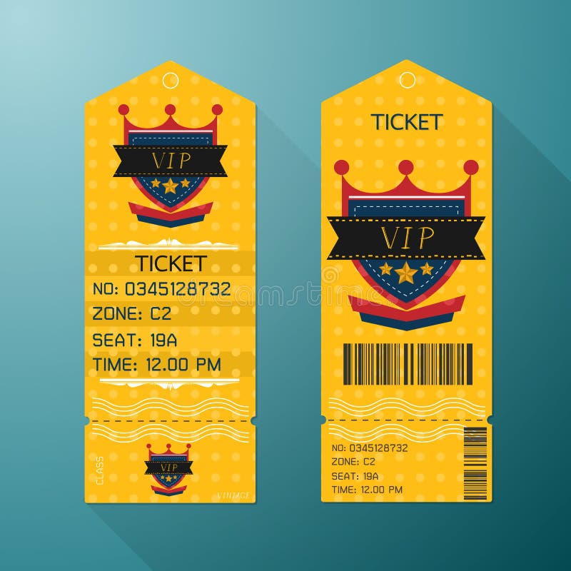 Ticket Design Template Retro Style. Gold VIP Class Stock Vector ...