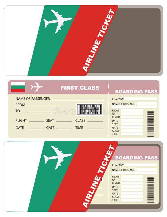Ticket First Class in Bulgaria Stock Vector - Illustration of aircraft ...