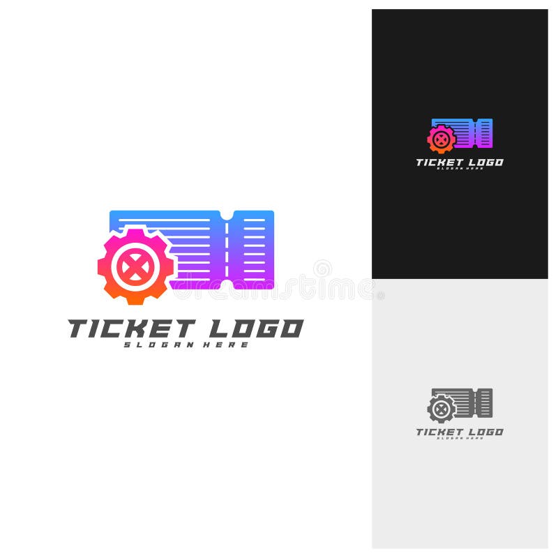 Ticket with Gear Logo Template Design Vector, Creative Design, Icon ...
