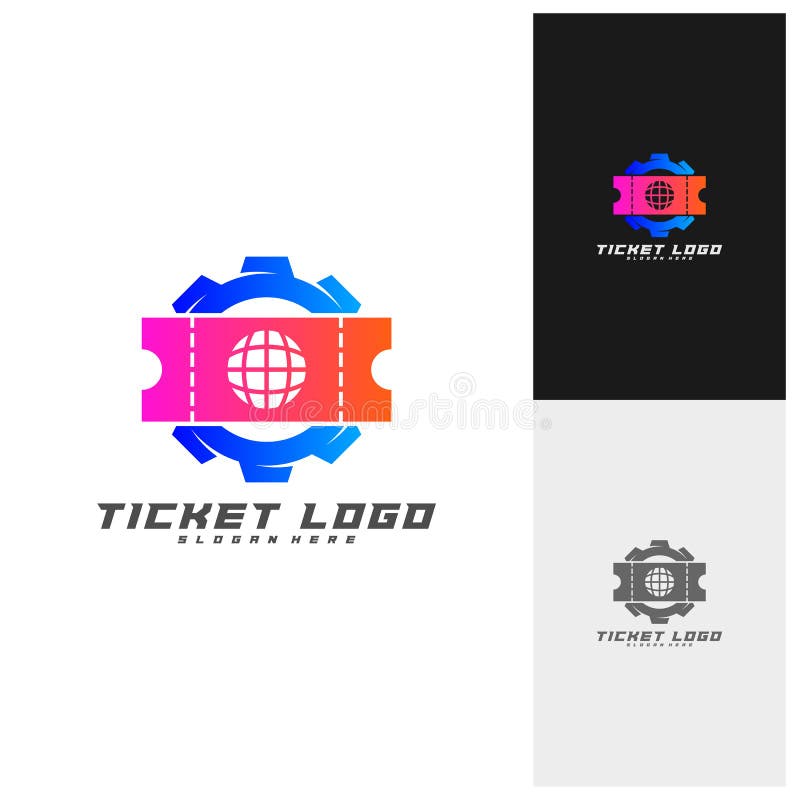 Ticket with Gear Logo Template Design Vector, Creative Design, Icon ...