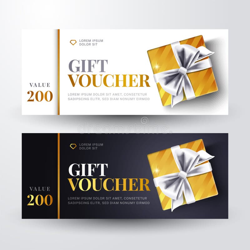 Vector Illuatration Golden Gift Voucher with Present Stock Vector ...