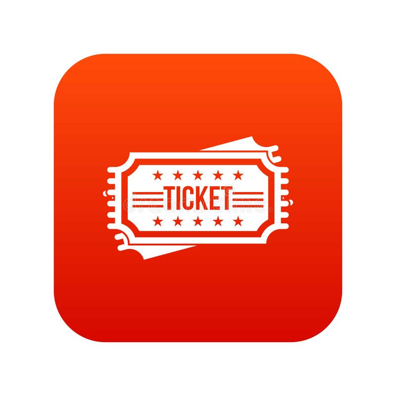 Ticket icon digital red stock vector. Illustration of isolated - 107097743
