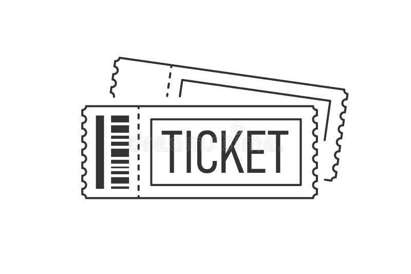Ticket Icon. Web Ticket Sign. Black Line Style Illustration Isolated on ...