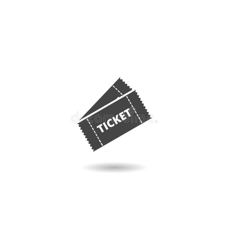 Ticket Logo Icon with Shadow Stock Vector - Illustration of black ...
