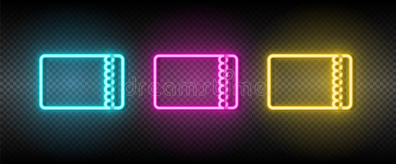 Ticket Neon Vector Icon. Illustration Neon Blue, Yellow, Red Icon Set ...