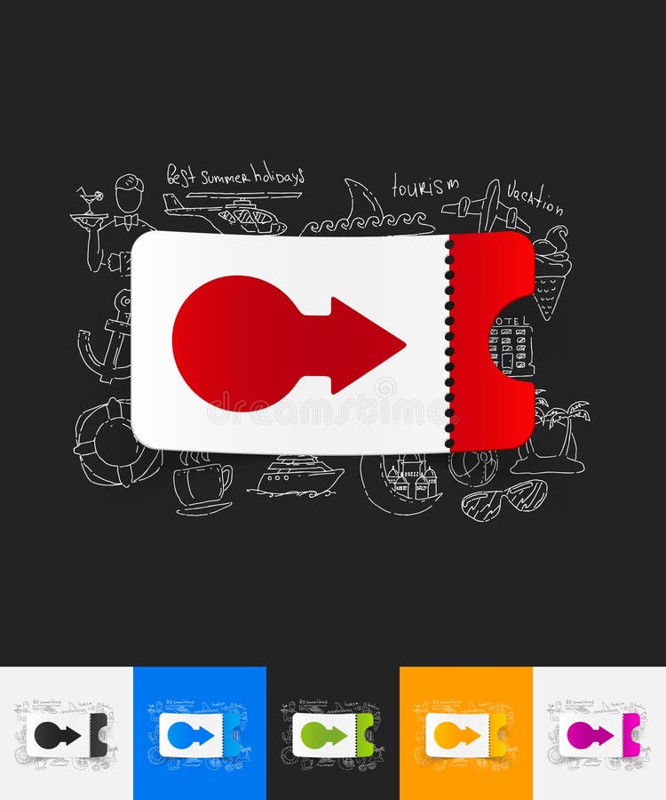 Ticket Paper Sticker with Hand Drawn Elements Stock Vector ...
