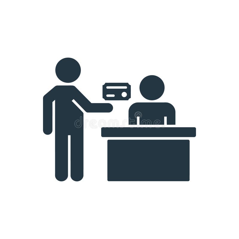 Ticket at reception icon stock vector. Illustration of reception ...
