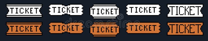Ticket Set with Different Color in Pixel Art Style Stock Vector ...