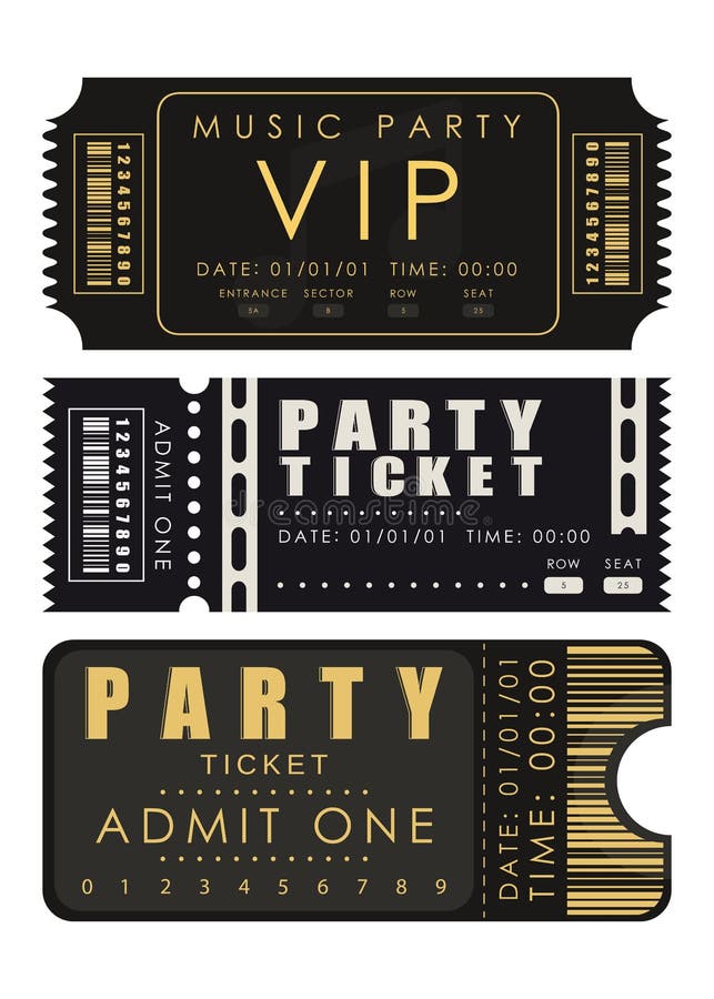 Ticket Set. Pass Card Design. Isolated on White Background. Vector ...