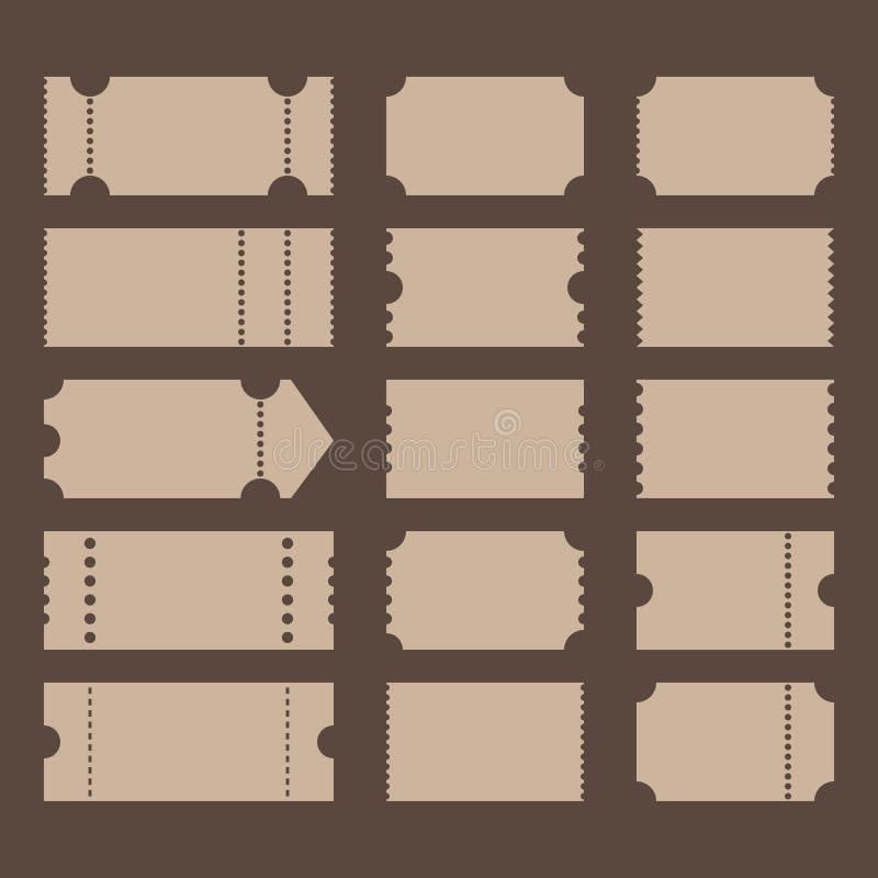 Set of Vector Ticket Shape Silhouettes Template Stock Vector ...